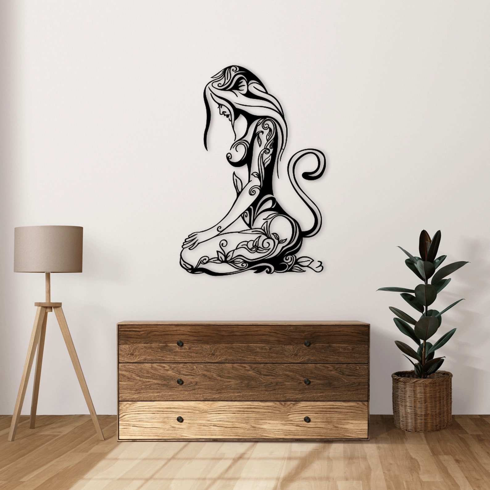 Floral Ivy Woman Laser Cut Dxf Svg Glowforge Files Wall Art Sticker ...