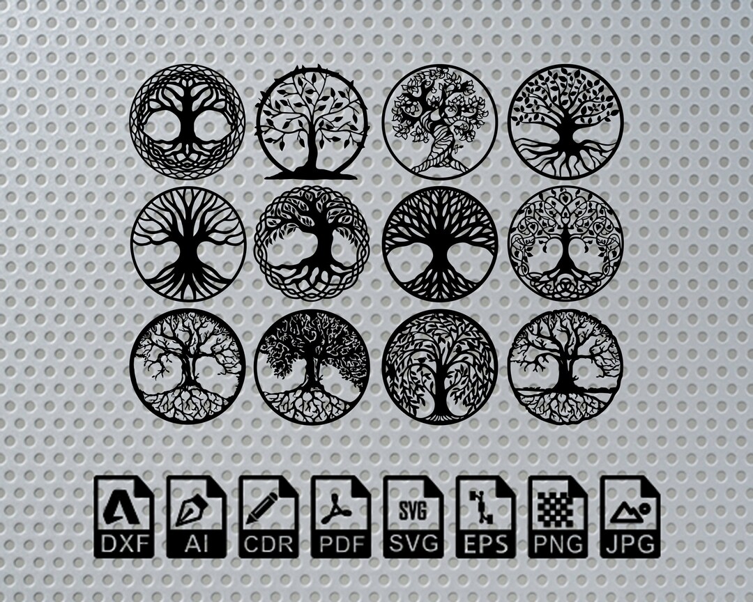 Tree of Life Laser Cut Dxf Svg Glowforge Files Wall Art Sticker Decal ...