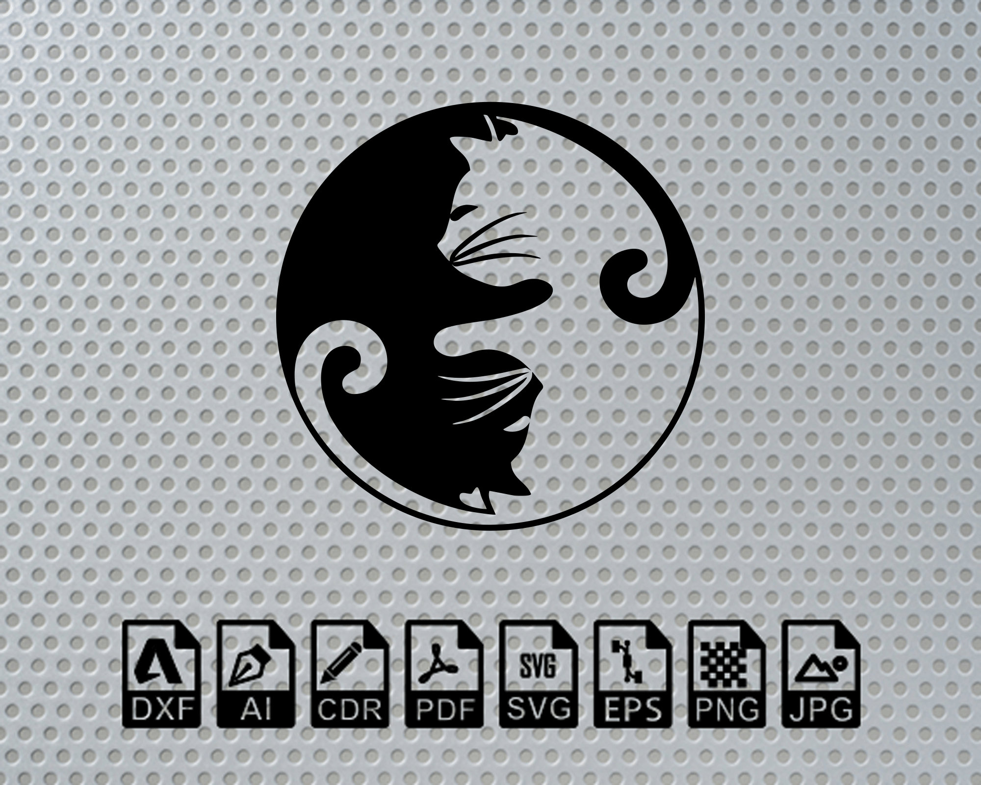Yin Yang Cat Laser Cut Dxf Svg Glowforge Files Wall Art Sticker Vinly ...