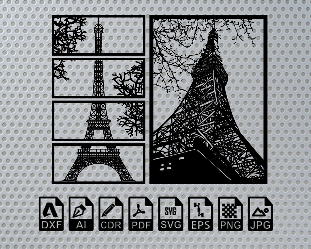Eiffel Tower France Paris Laser Cut Dxf Svg Glowforge Files Wall Art ...