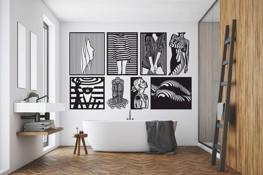 3d Woman Girl Laser Cut Dxf Svg Glowforge Files Wall Sticker Vinly ...