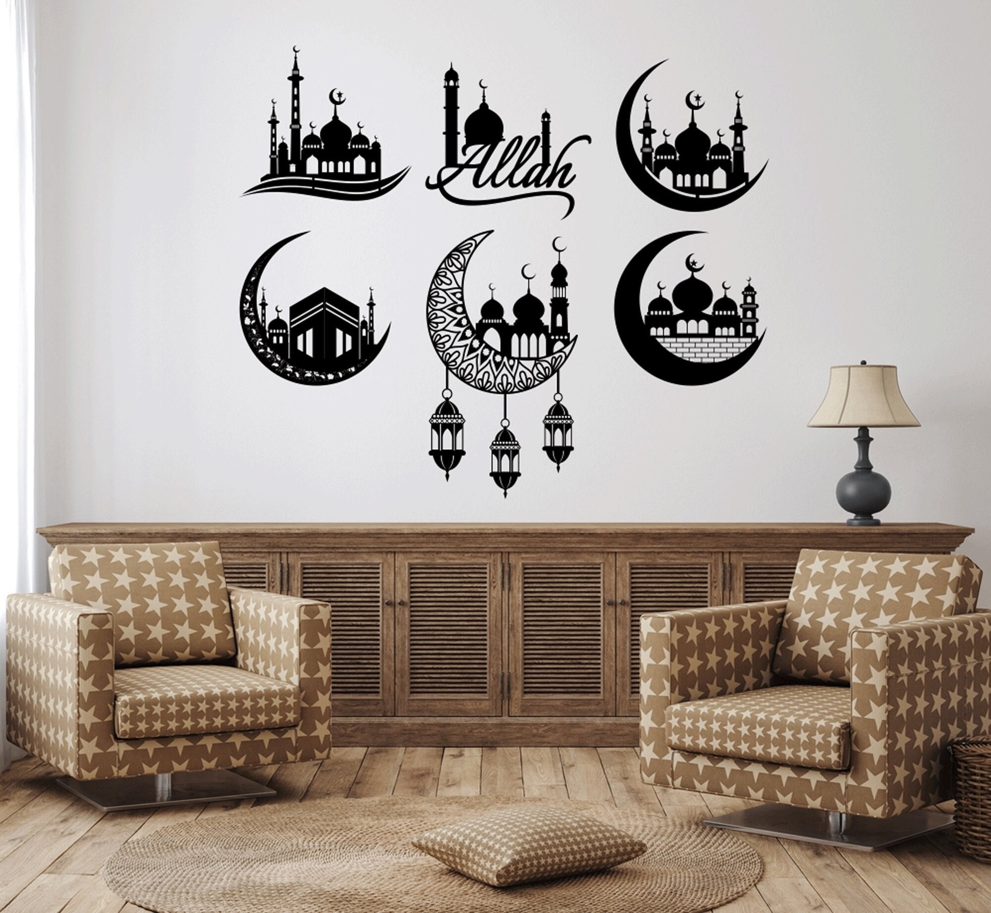 Mosque Kaaba Moon Laser Cut Dxf Svg Glowforge Files Islamic Wall Art ...