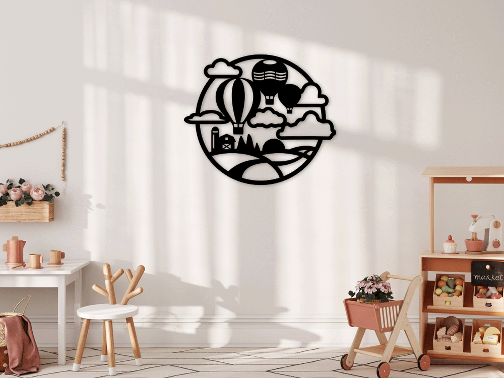 Hot Air Balloon Sky Laser Cut Dxf Svg Glowforge Files Wall Art Sticker ...