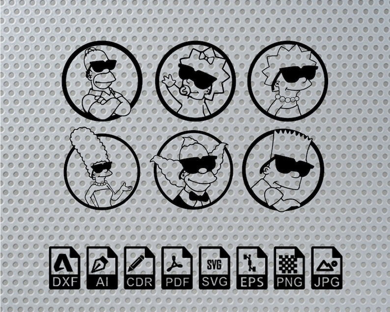 Simpsons Homer Bart Marge Lisa Laser Cut Dxf Svg Glowforge Files Wall ...