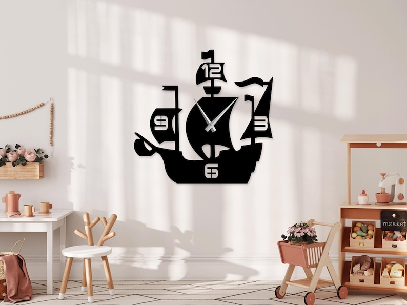 Pirate Ship Wall Clock SVG DXF Cut File – Laser Cut Clock Template ...