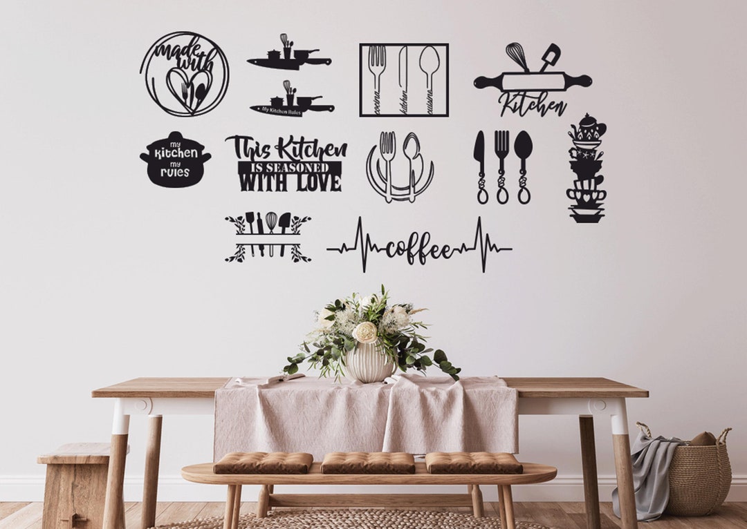 Kitchen Spoon Fork Laser Cut Dxf Svg Glowforge Files Wall Art Sticker ...