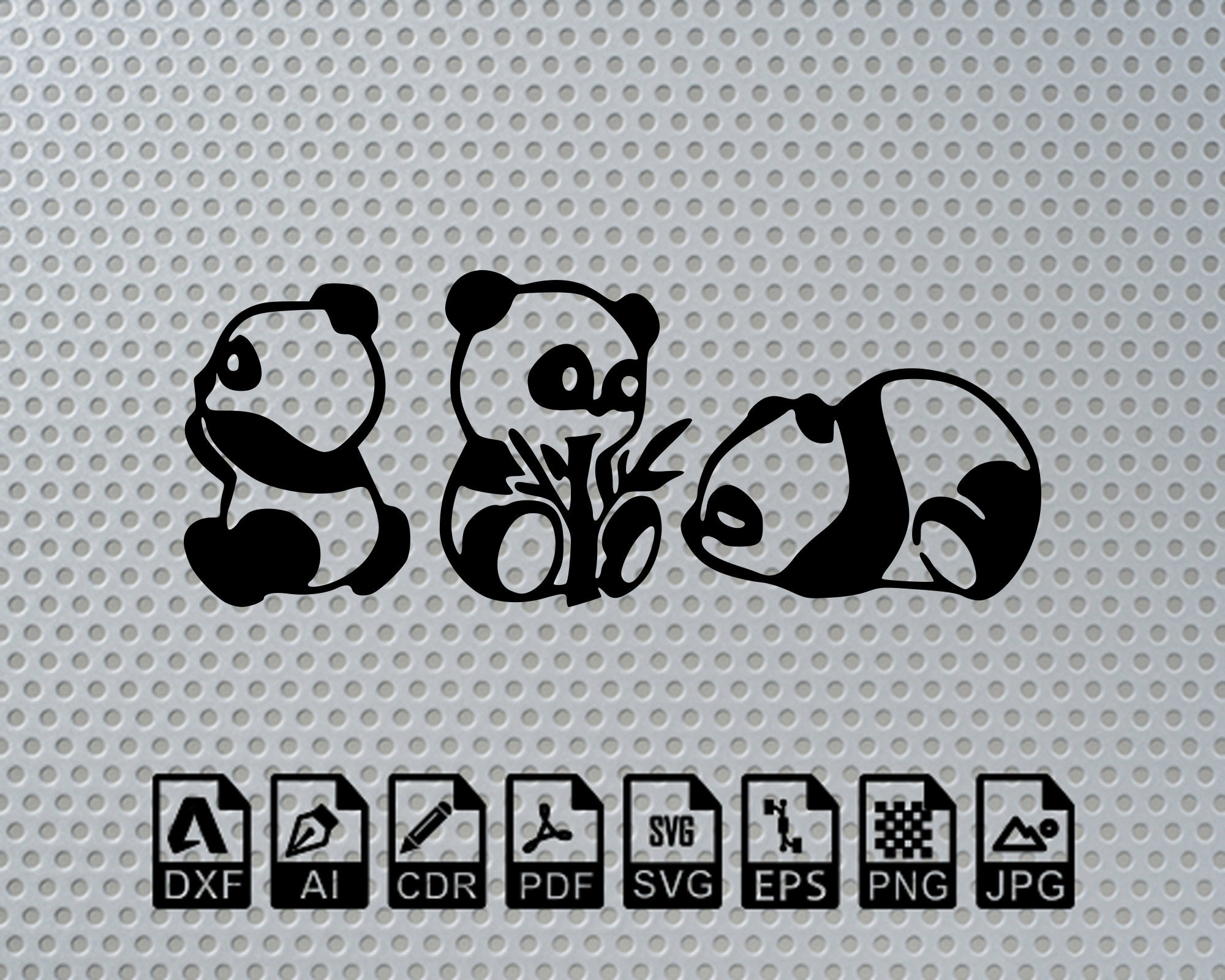 Giant Panda Bear Laser Cut Dxf Svg Glowforge Files Wall Art Sticker ...