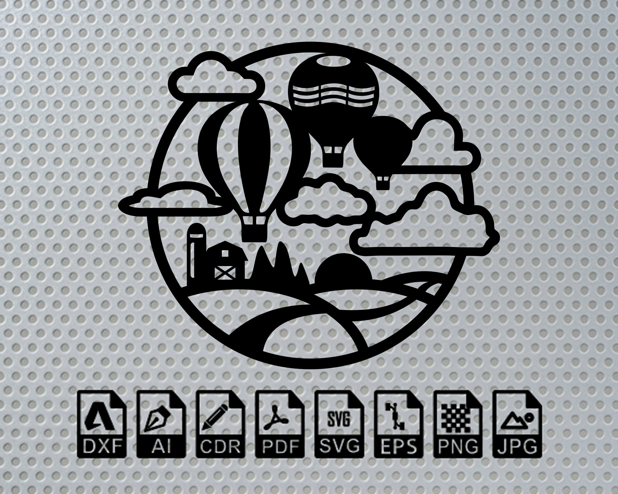 Hot Air Balloon Sky Laser Cut Dxf Svg Glowforge Files Wall Art Sticker ...