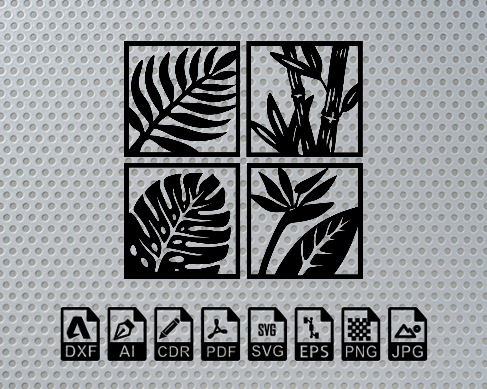 Leaf Plant Laser Cut Dxf Svg Glowforge Files Wall Sticker Vinly Decal ...