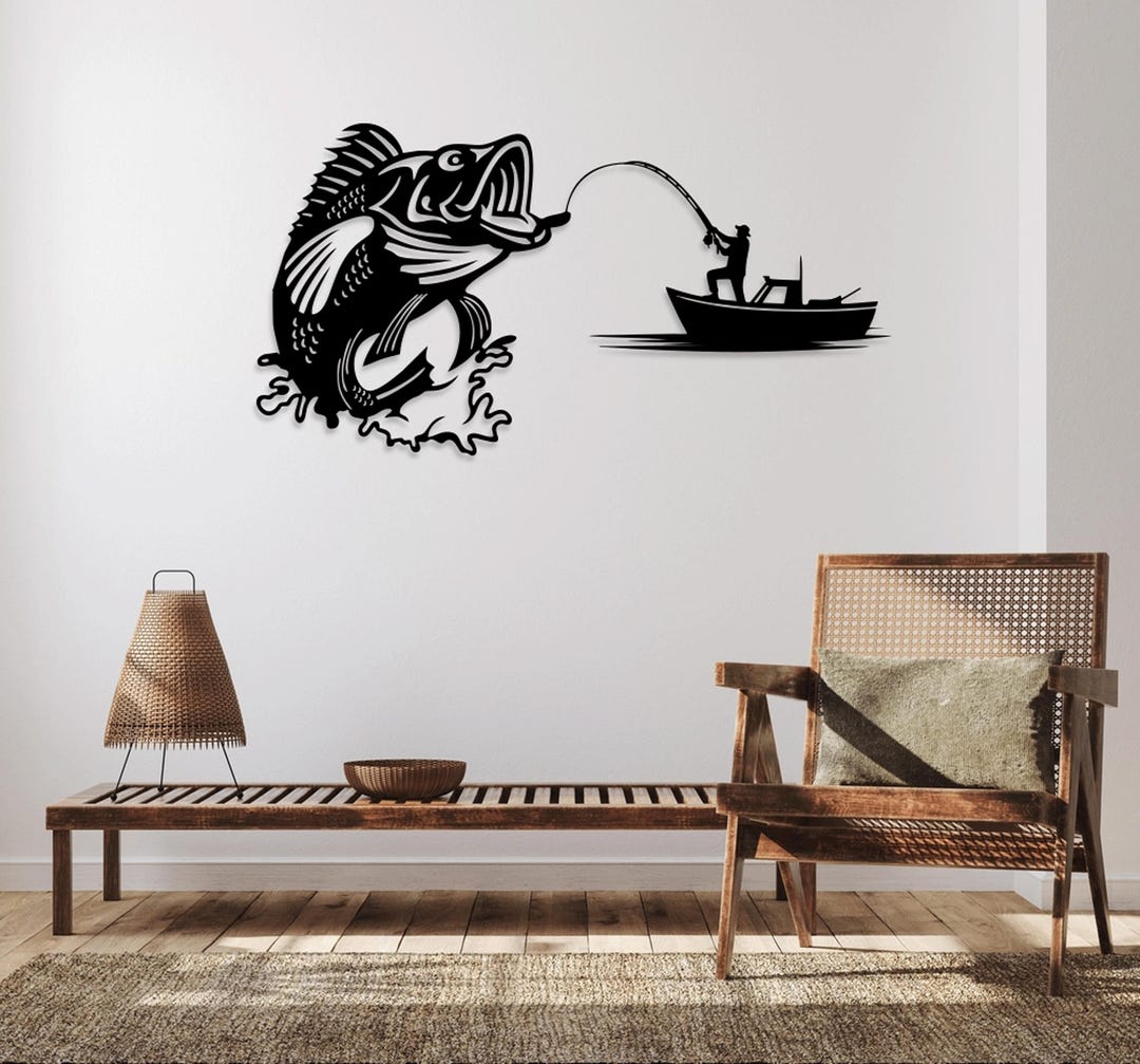 Fisherman Fish Laser Cut Dxf Svg Glowforge Files Wall Art Sticker Vinly ...