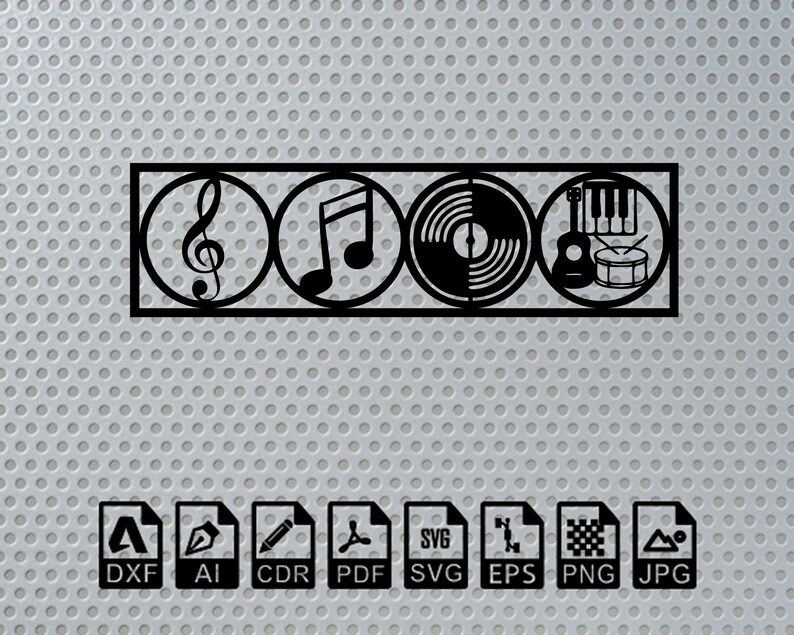Music Notes Laser Cut Dxf Svg Glowforge Files Wall Art Sticker Vinly ...