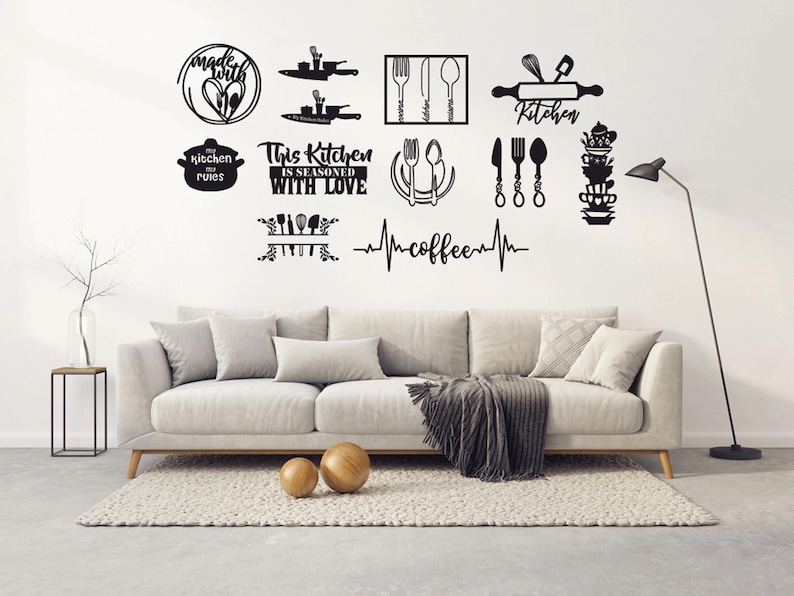 Kitchen Spoon Fork Laser Cut Dxf Svg Glowforge Files Wall Art Sticker ...