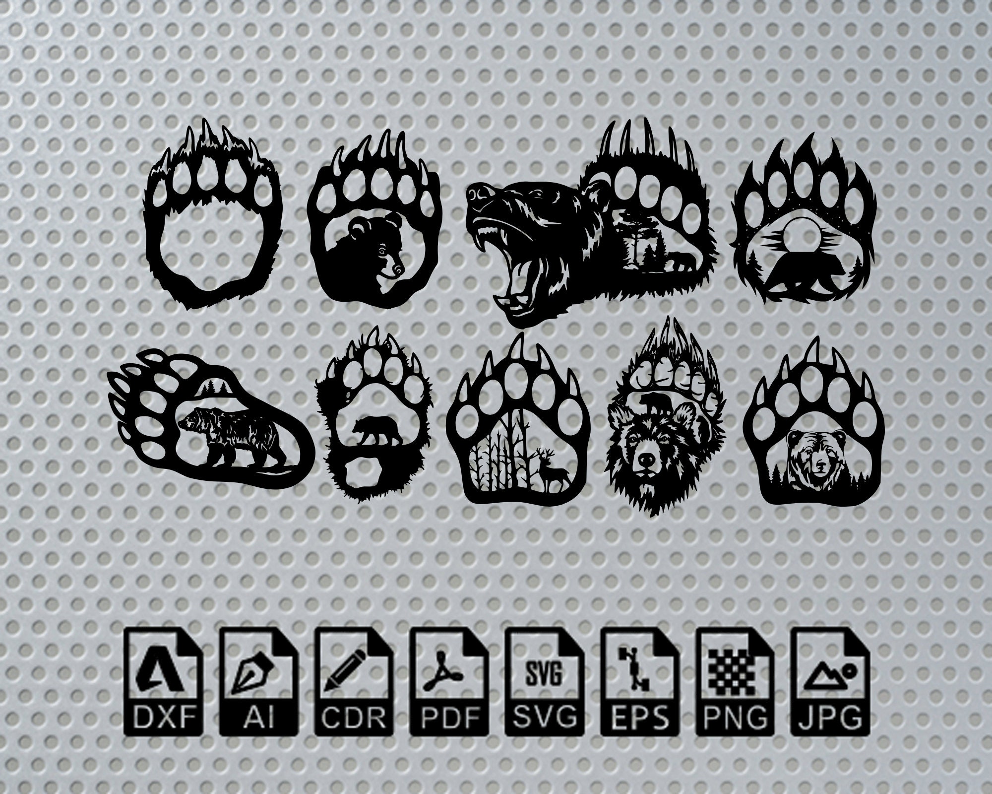Bear Paw Mountain Laser Cut Dxf Svg Glowforge Files Wall Art Sticker ...