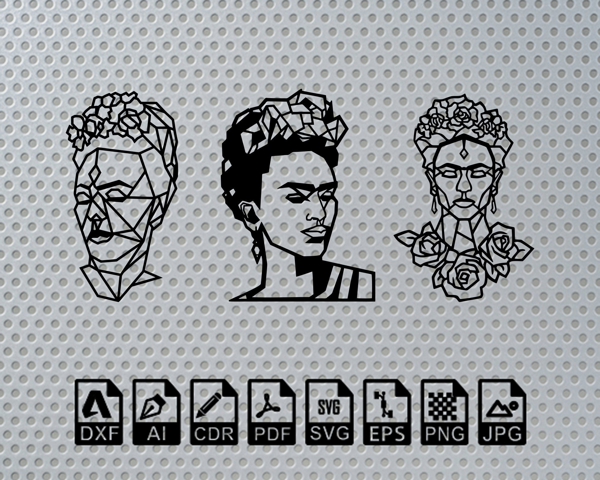 Frida Kahlo Laser Cut Dxf Svg Glowforge Files Wall Art Sticker Decal ...