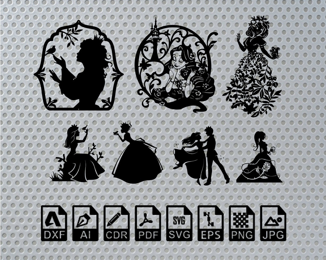 Princess Queen Laser Cut Dxf Svg Glowforge Files Wall Art Sticker Vinly ...