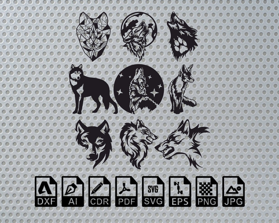Wolf Wolves Laser Cut Dxf Svg Glowforge Files Wall Art Sticker Vinly ...