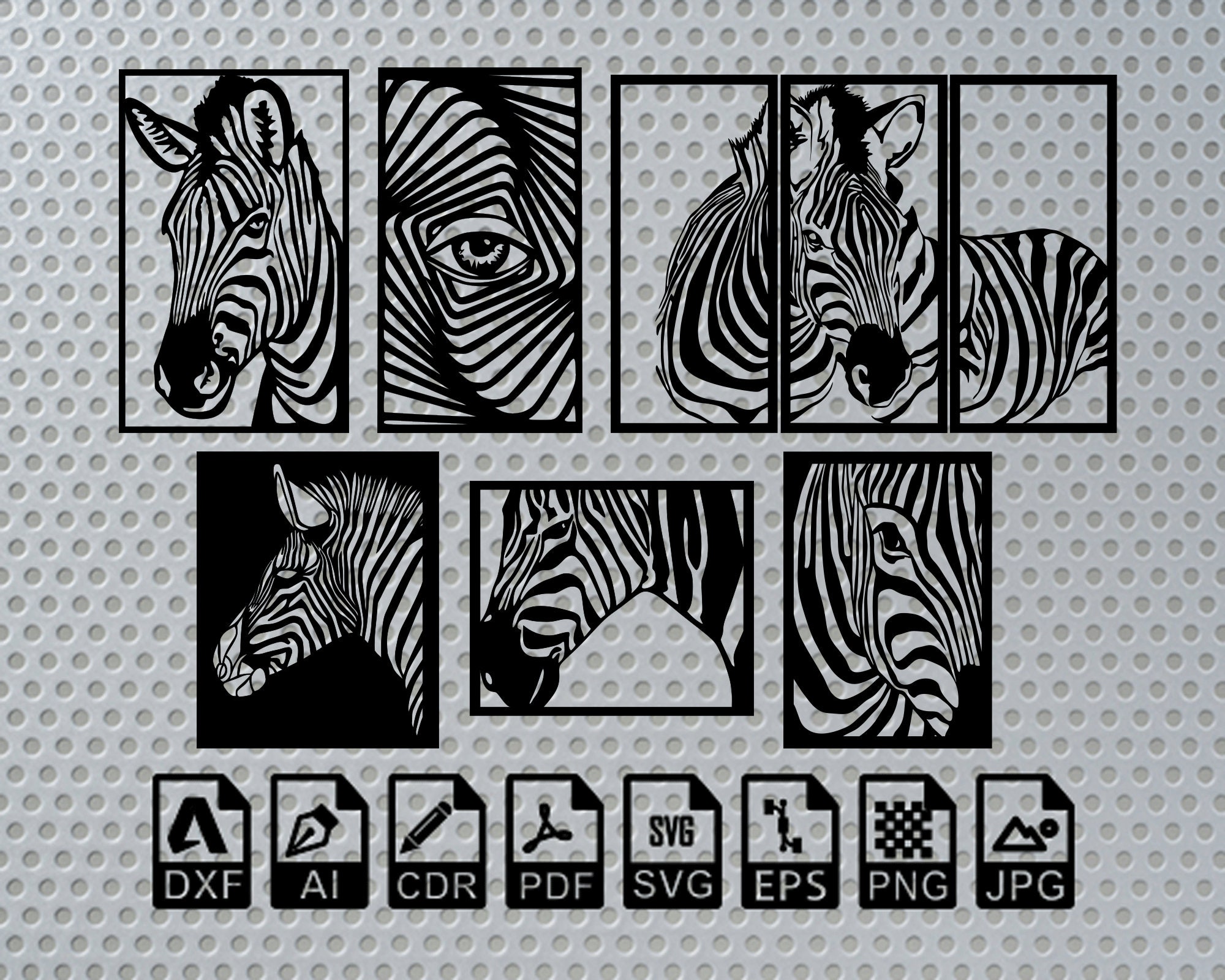 Zebra Laser Cut Dxf Svg Glowforge Files Wall Art Sticker Vinly Decal ...