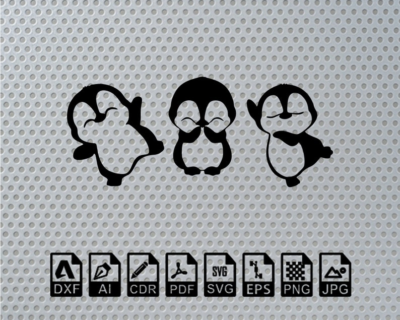 Penguin Animal Laser Cut Dxf Svg Glowforge Files Wall Art Sticker Vinly ...