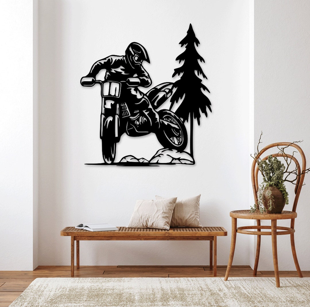 Cross Bike Motorcycle Laser Cut Dxf Svg Glowforge Files Wall Sticker ...