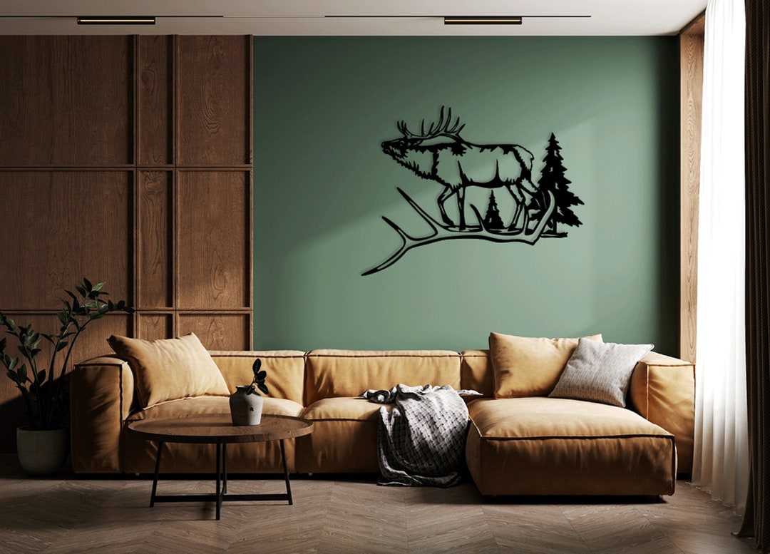 Elk Tree Mountain Laser Cut Dxf Svg Glowforge Files Wall Art Sticker ...