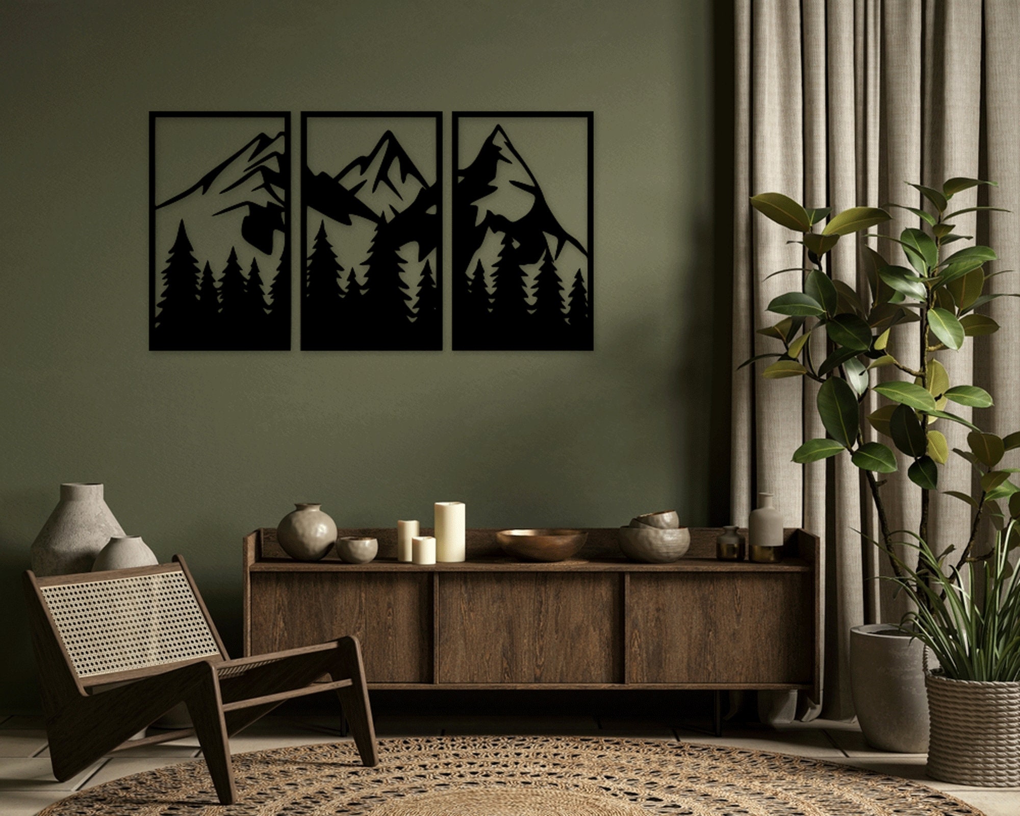 Mountain Tree Laser Cut Dxf Svg Glowforge Files Wall Art Sticker Vinly ...