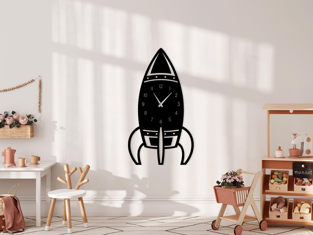 Spaceship Space Rockets Wall Clock SVG DXF Cut File – Laser Cut Clock ...