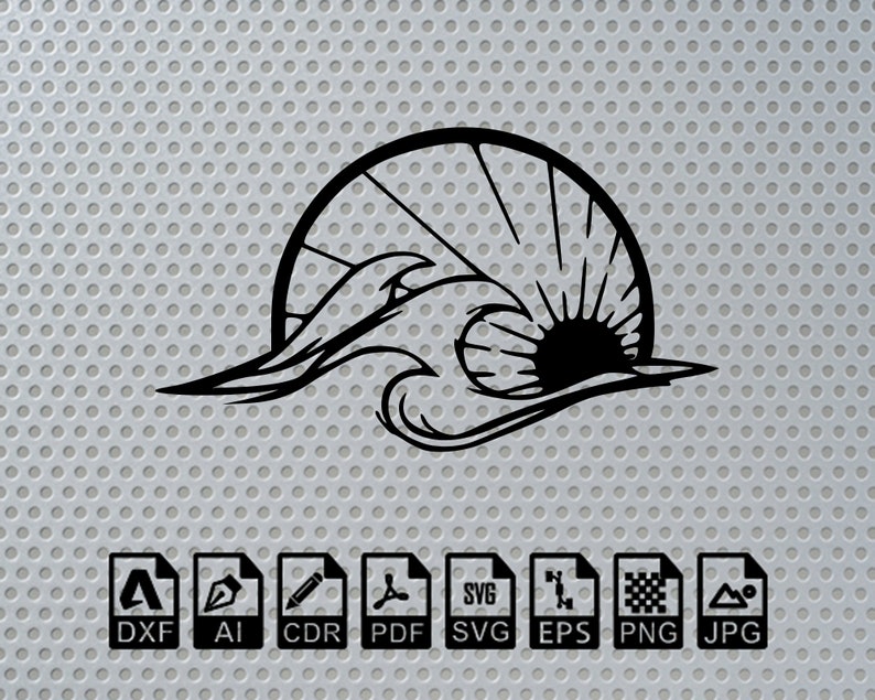 Sunrise Wave Sun Laser Cut Dxf Svg Glowforge Files Wall Art Sticker ...