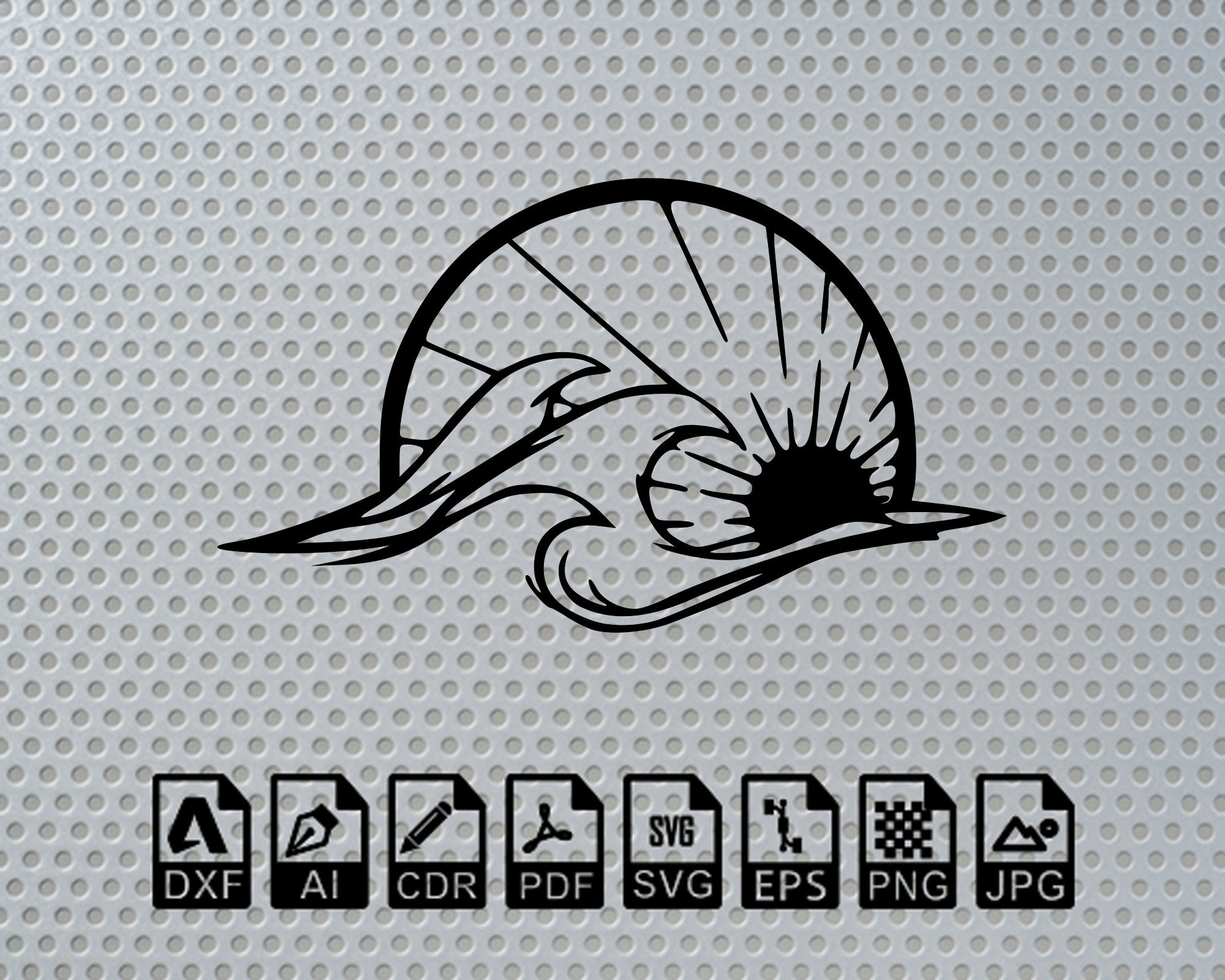 Sunrise Wave Sun Laser Cut Dxf Svg Glowforge Files Wall Art Sticker ...