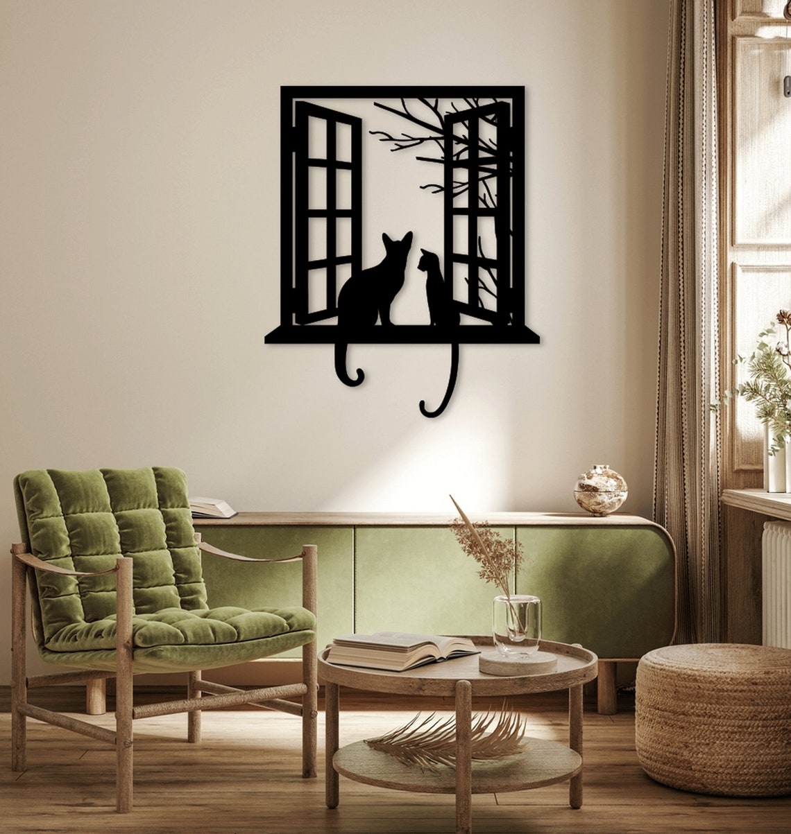 Cat Window Laser Cut Dxf Svg Glowforge Files Wall Sticker Vinly Decal ...