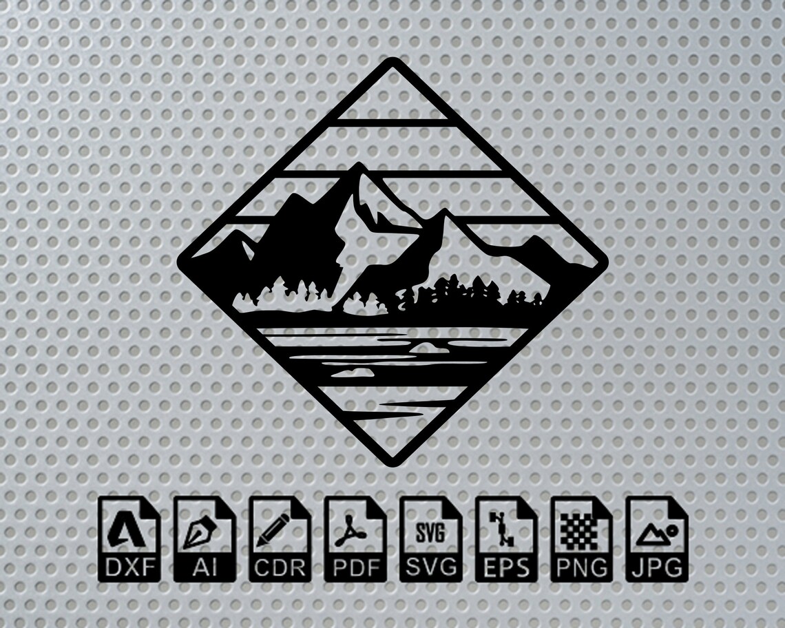 Mountain Lake Laser Cut Dxf Svg Glowforge File Wall Art Sticker Decal ...