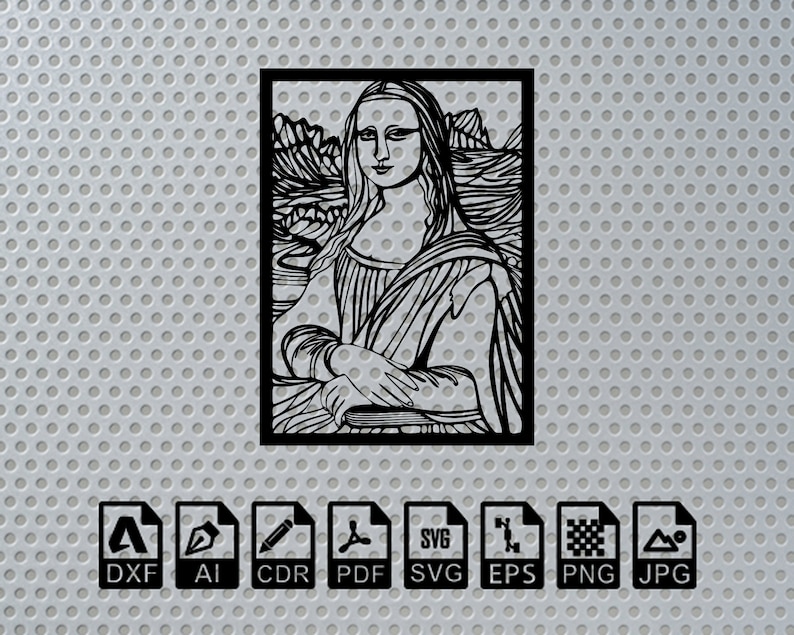 Mona Lisa Portrait Laser Cut Dxf Svg Glowforge Files Wall Art Sticker ...