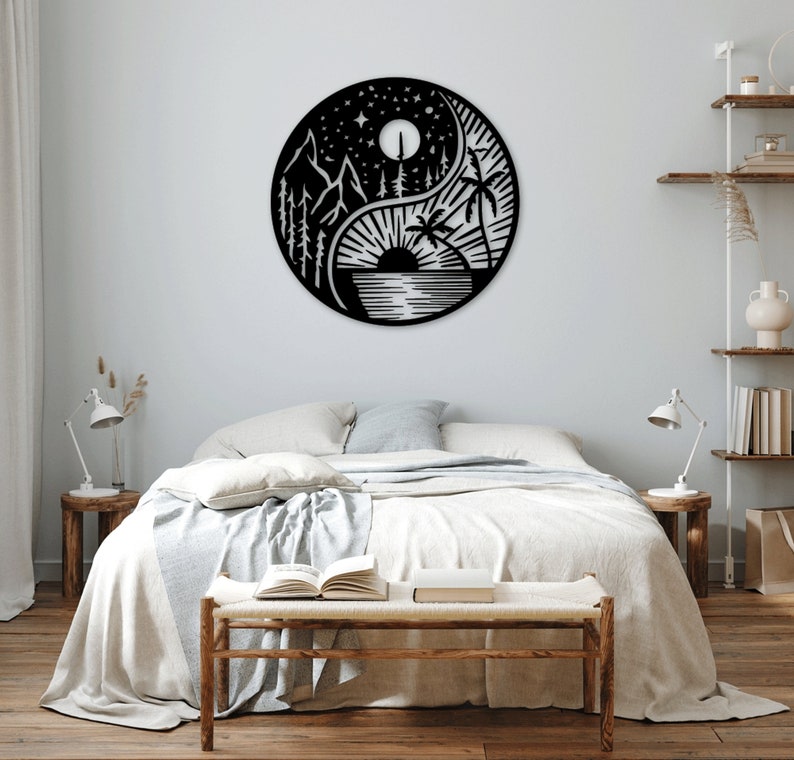 Yin Yang Day Night Laser Cut Dxf Svg Glowforge Files Wall Art Sticker ...