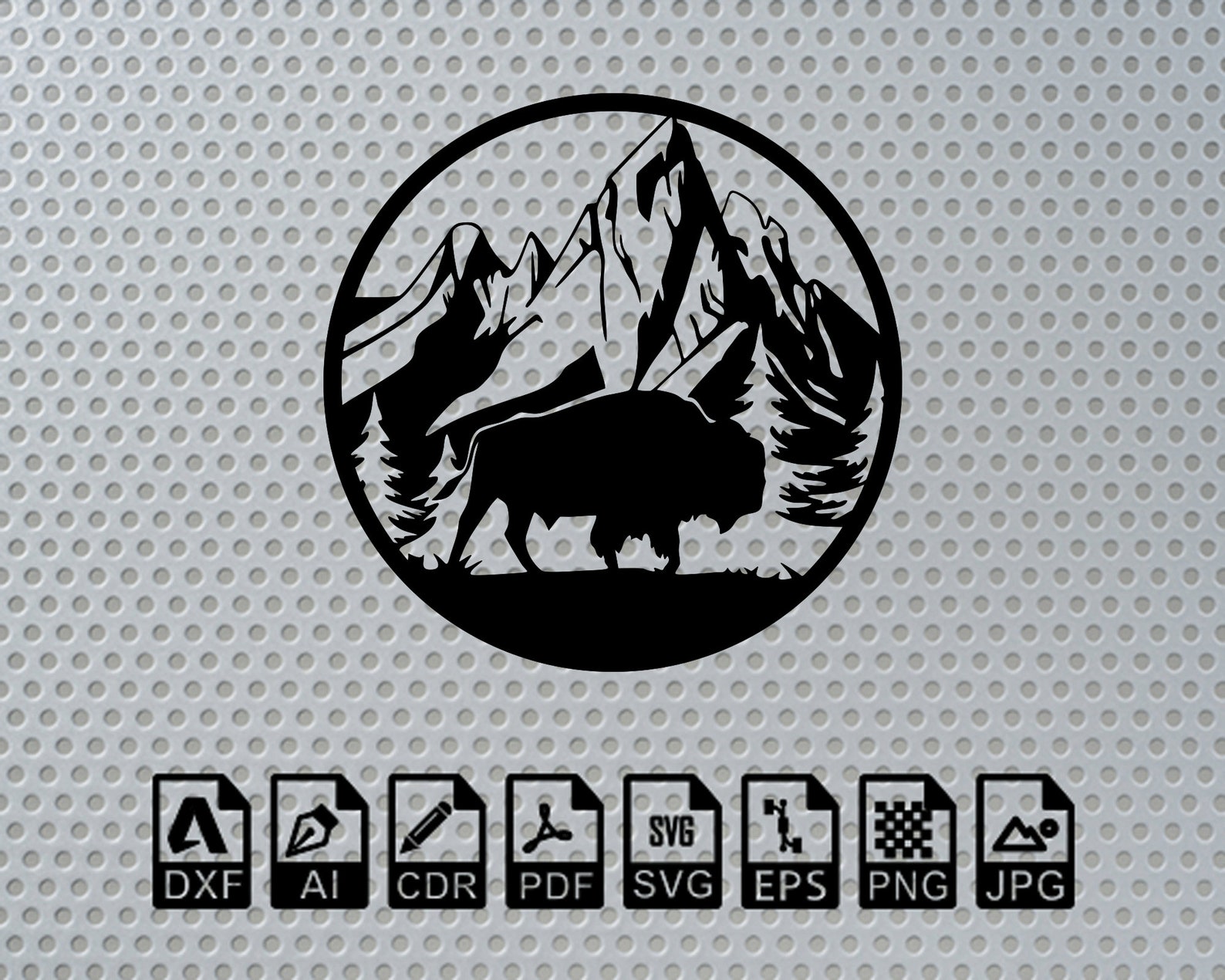 Bison Mountain Laser Cut Cdr Dxf Svg Glowforge Files Wall Art Sticker ...
