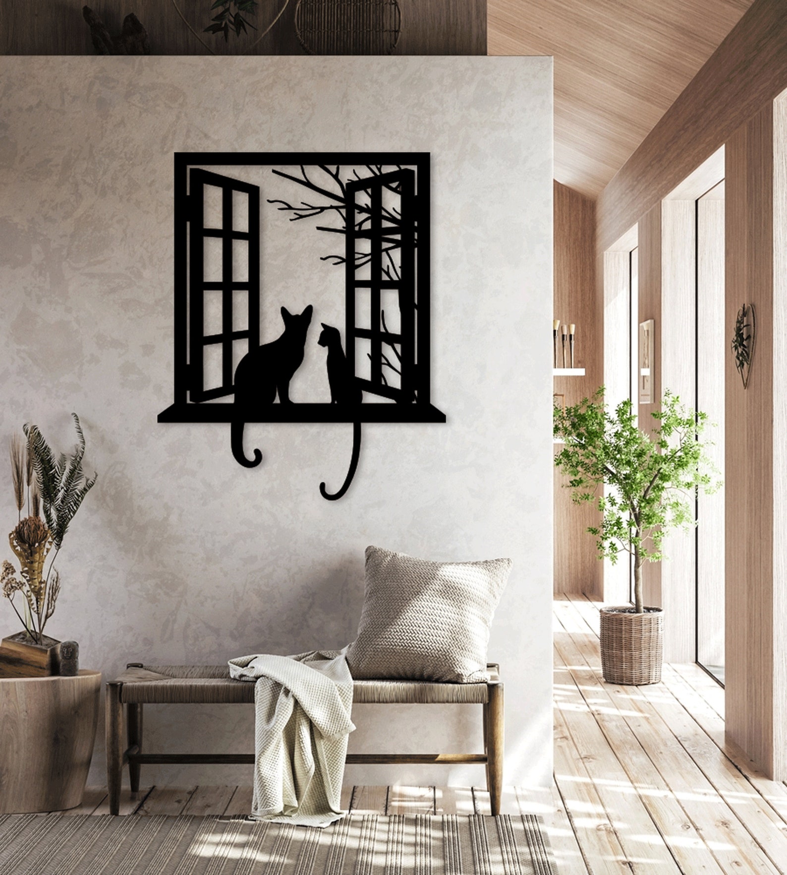 Cat Window Laser Cut Dxf Svg Glowforge Files Wall Sticker Vinly Decal ...