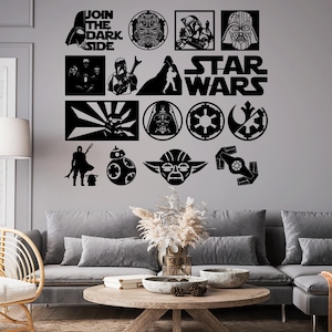 Star Wars Darth Vader Yoda Laser Cut Dxf Svg Glowforge Files Wall Art ...