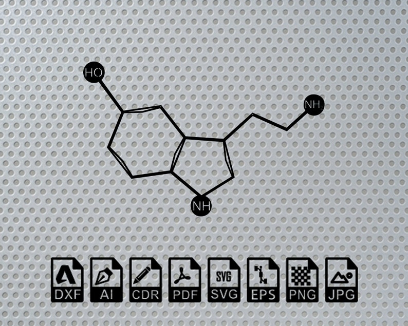Serotonin Chemistry Symbols Laser Cut Dxf Svg Glowforge Files Wall Art ...