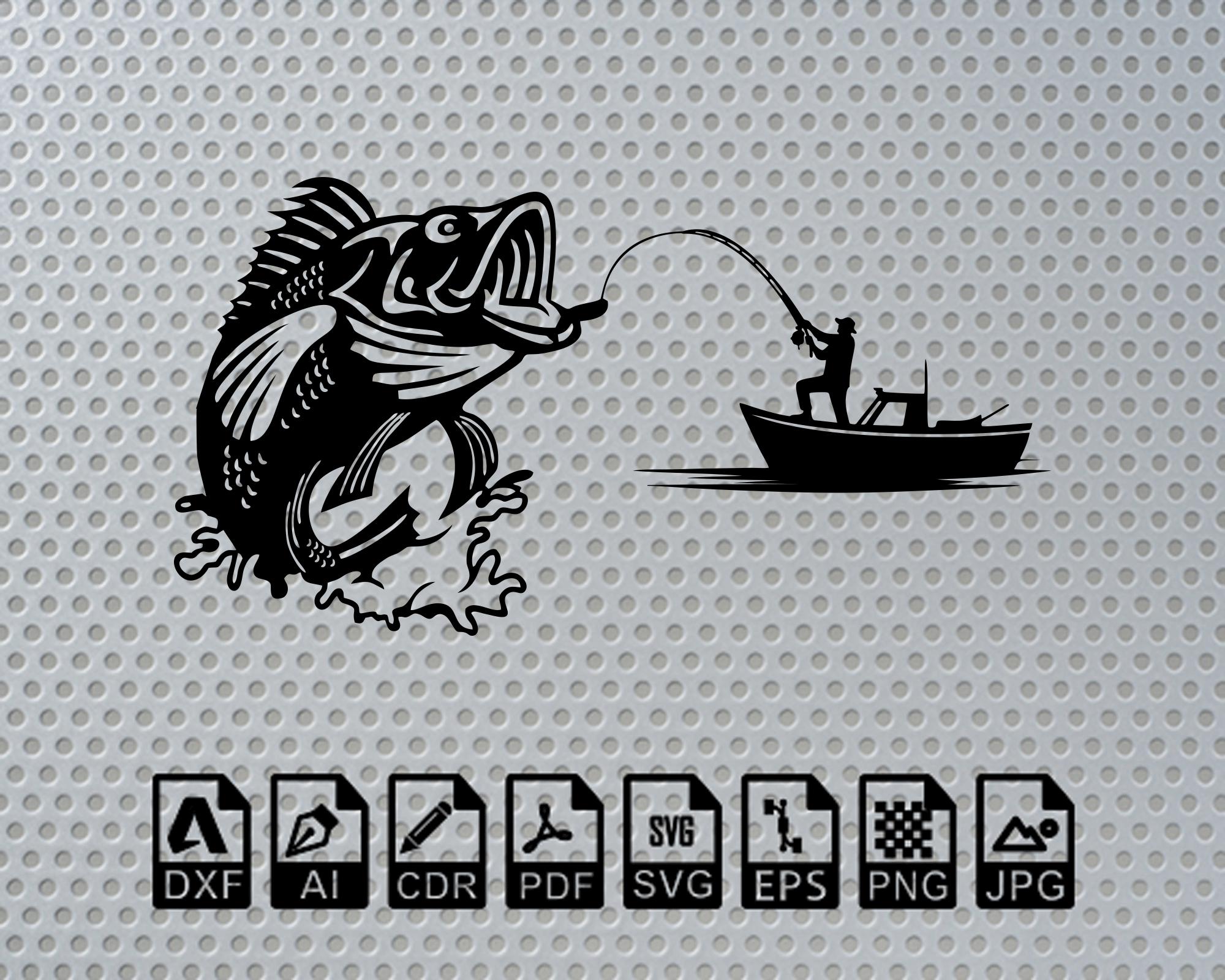 Fisherman Fish Laser Cut Dxf Svg Glowforge Files Wall Art Sticker Vinly ...