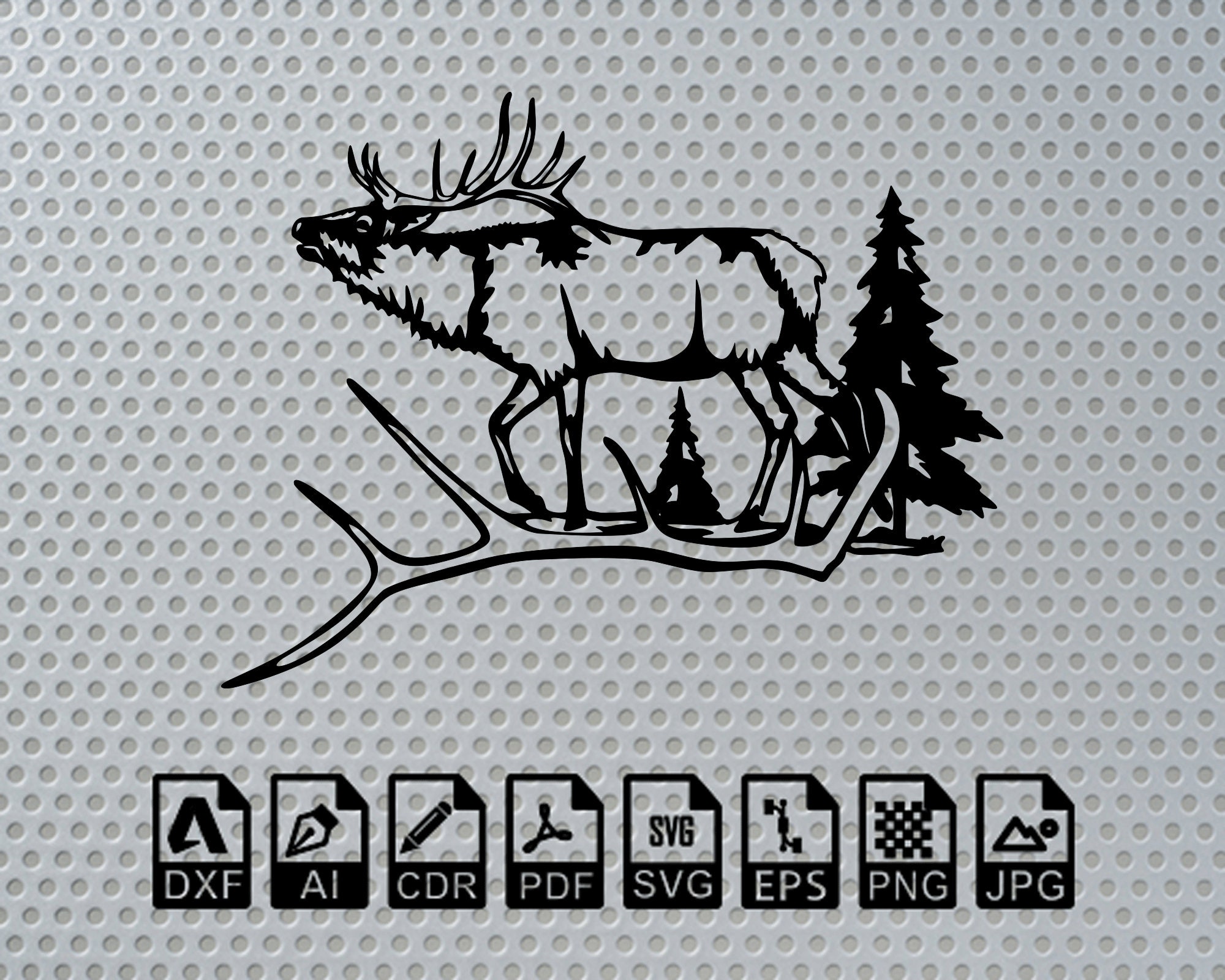Elk Tree Mountain Laser Cut Dxf Svg Glowforge Files Wall Art Sticker ...