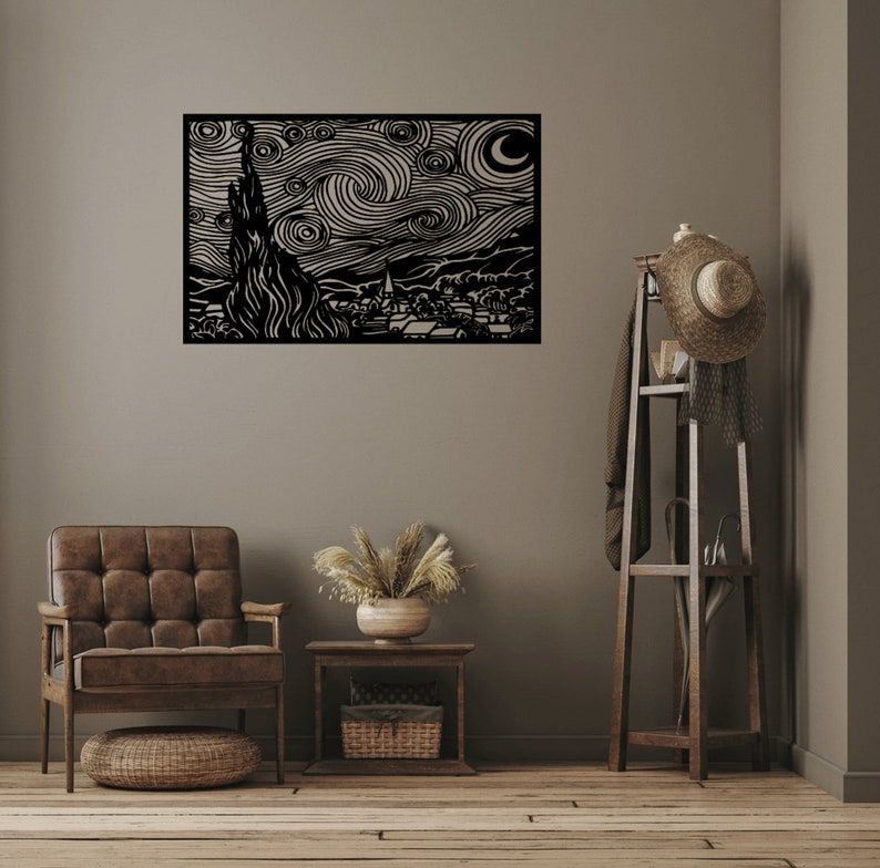 Starry Night Van Gogh Laser Cut Dxf Svg Glowforge Files Wall Sticker ...