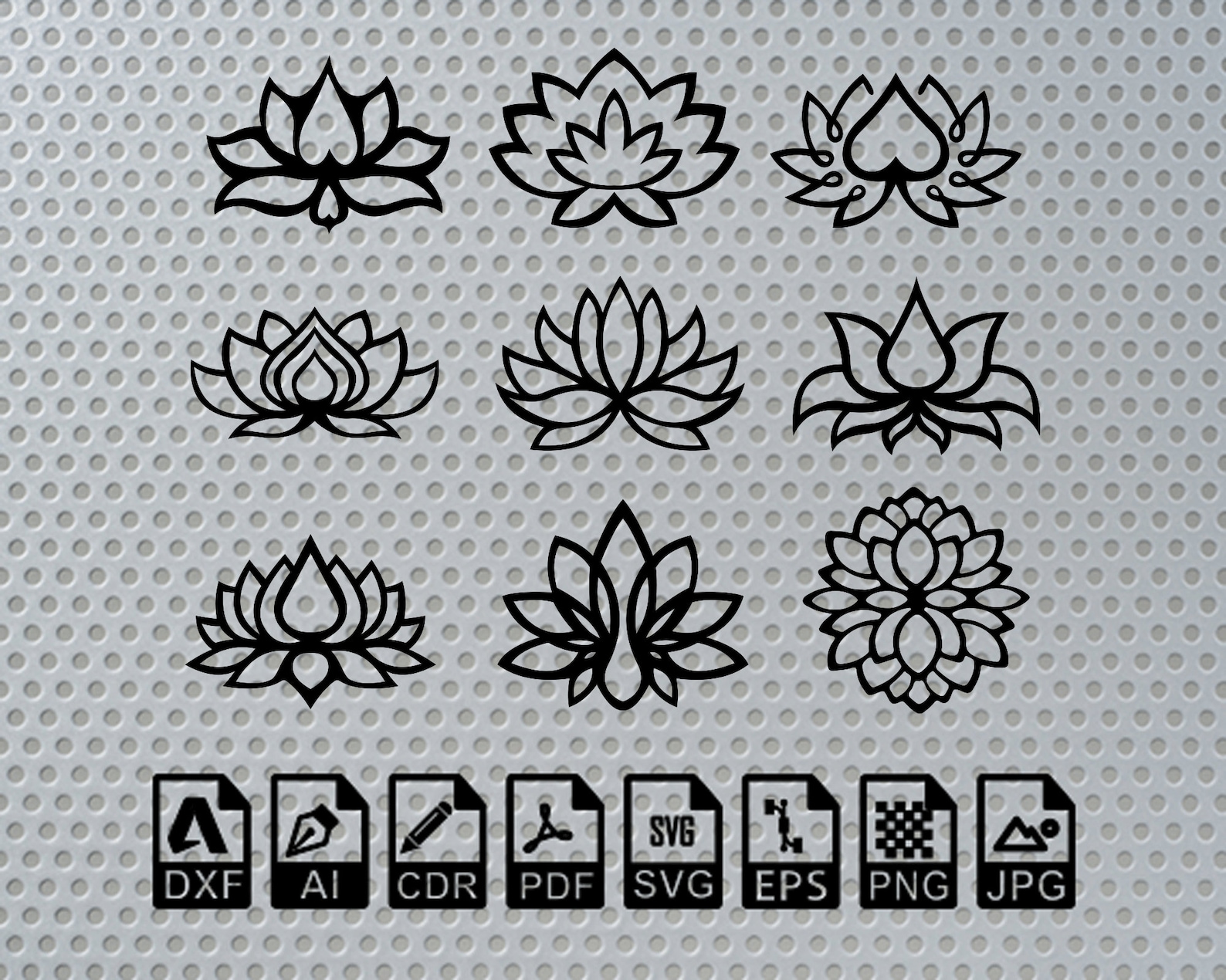 Lotus Flower Laser Cut Dxf Svg Glowforge Files Wall Art Sticker Vinly ...