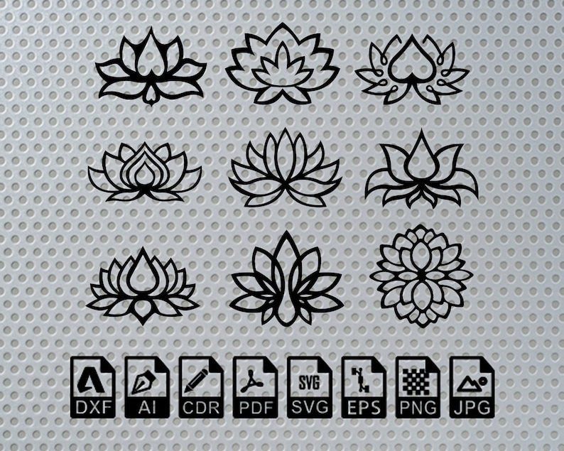 Lotus Flower Laser Cut Dxf Svg Glowforge Files Wall Art Sticker Vinly ...