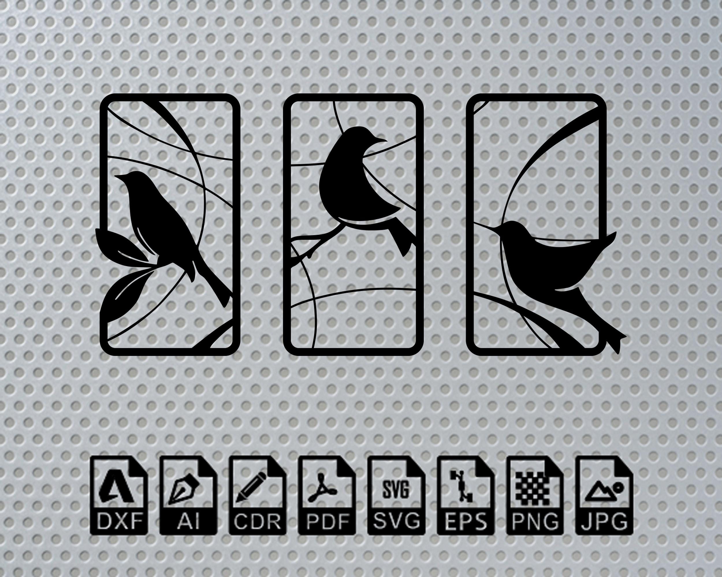 Birds Laser Cut Dxf Svg Glowforge Files Wall Sticker Vinly Decal ...