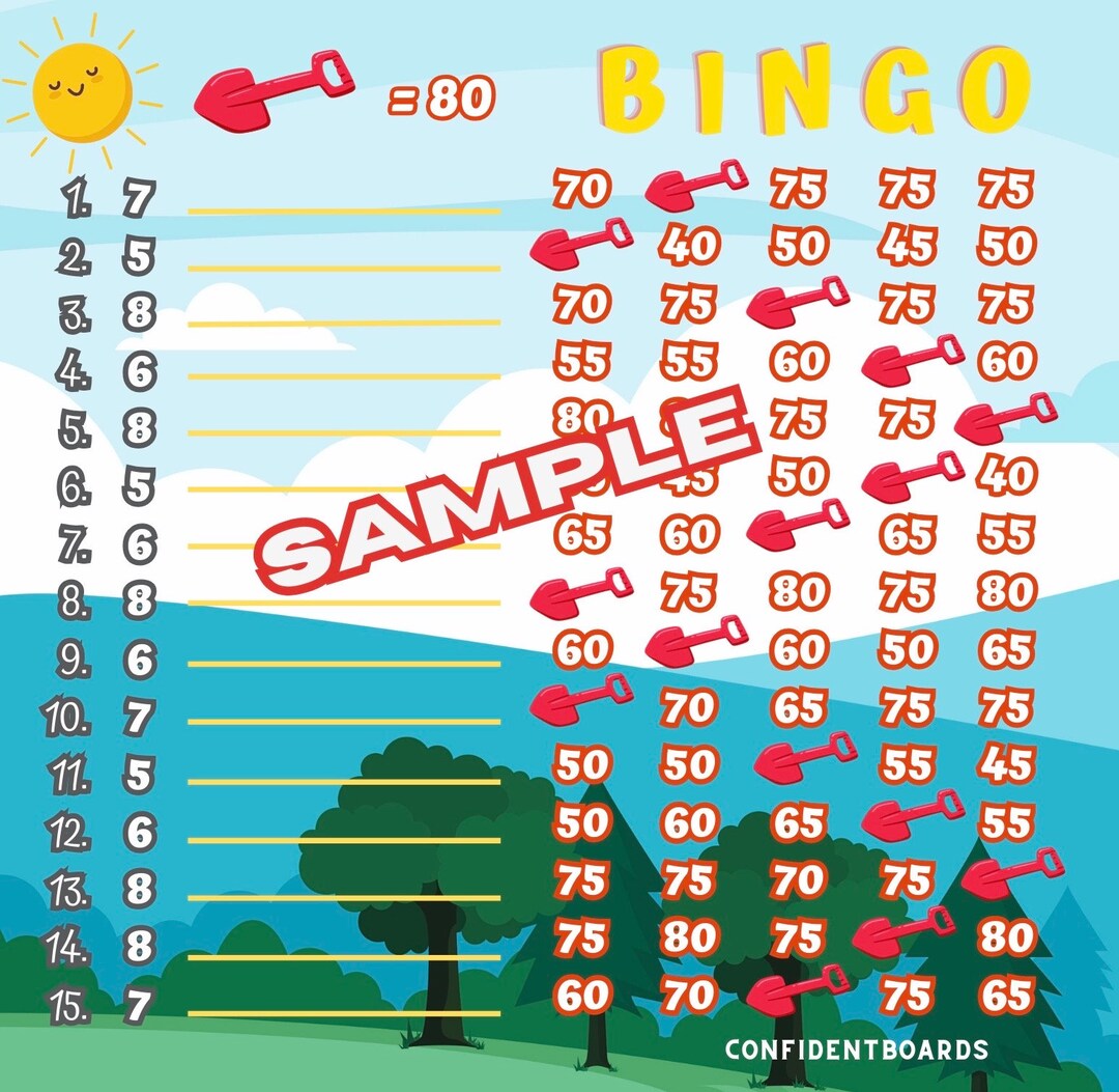 Bingo Pyp Bingo Board 80 Every Row Outdoor Fun - Etsy