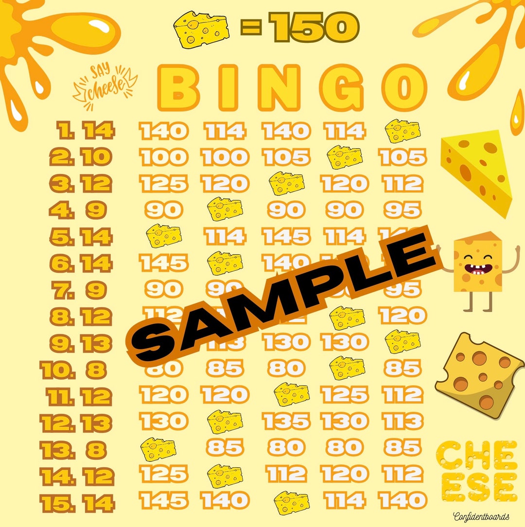 Cheesy 150 Pyp With Profit Bingo Board - Etsy