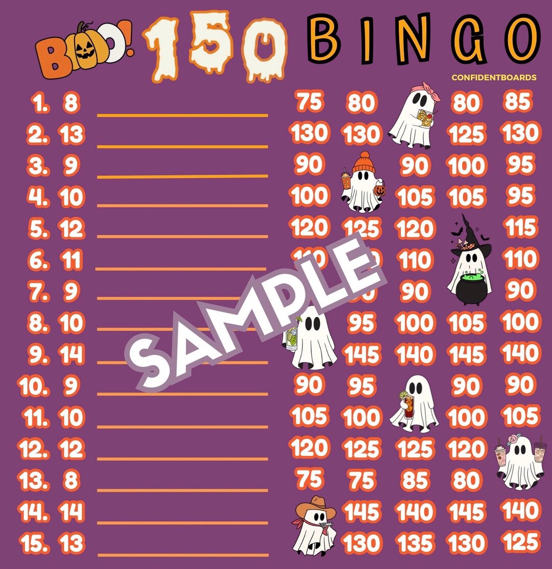 Halloween Bingo Board With Profit 150 Every Row - Etsy