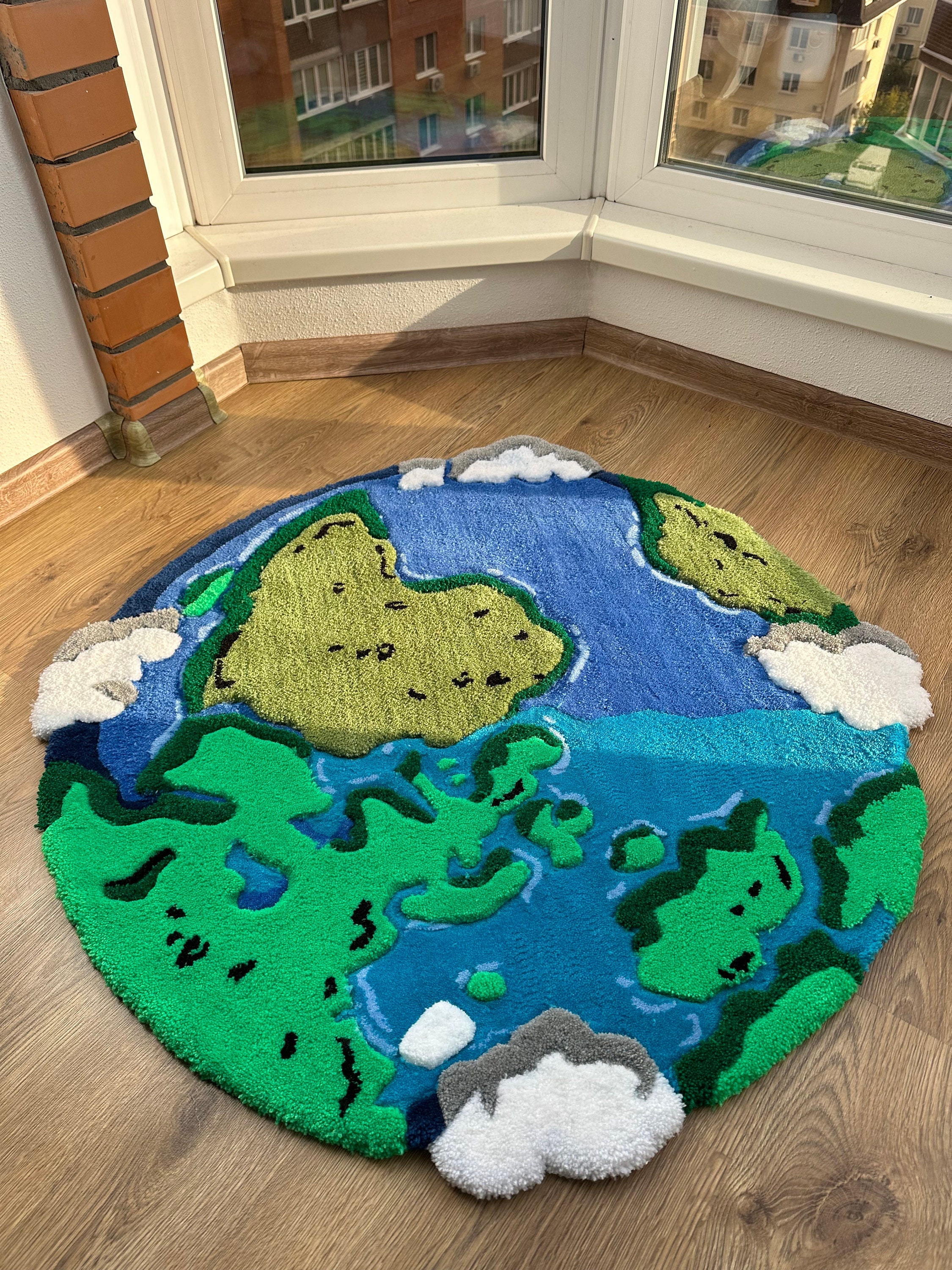 Planet Earth Handmade Tufting Rug - Etsy