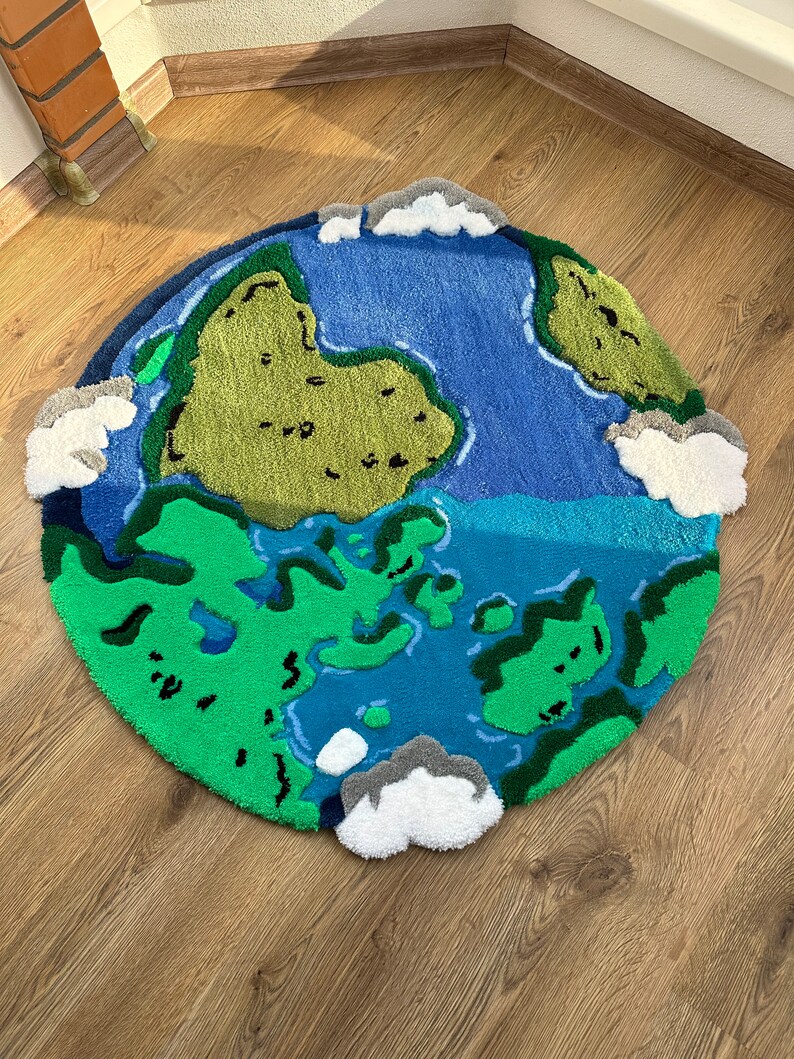 Planet Earth Handmade Tufting Rug - Etsy