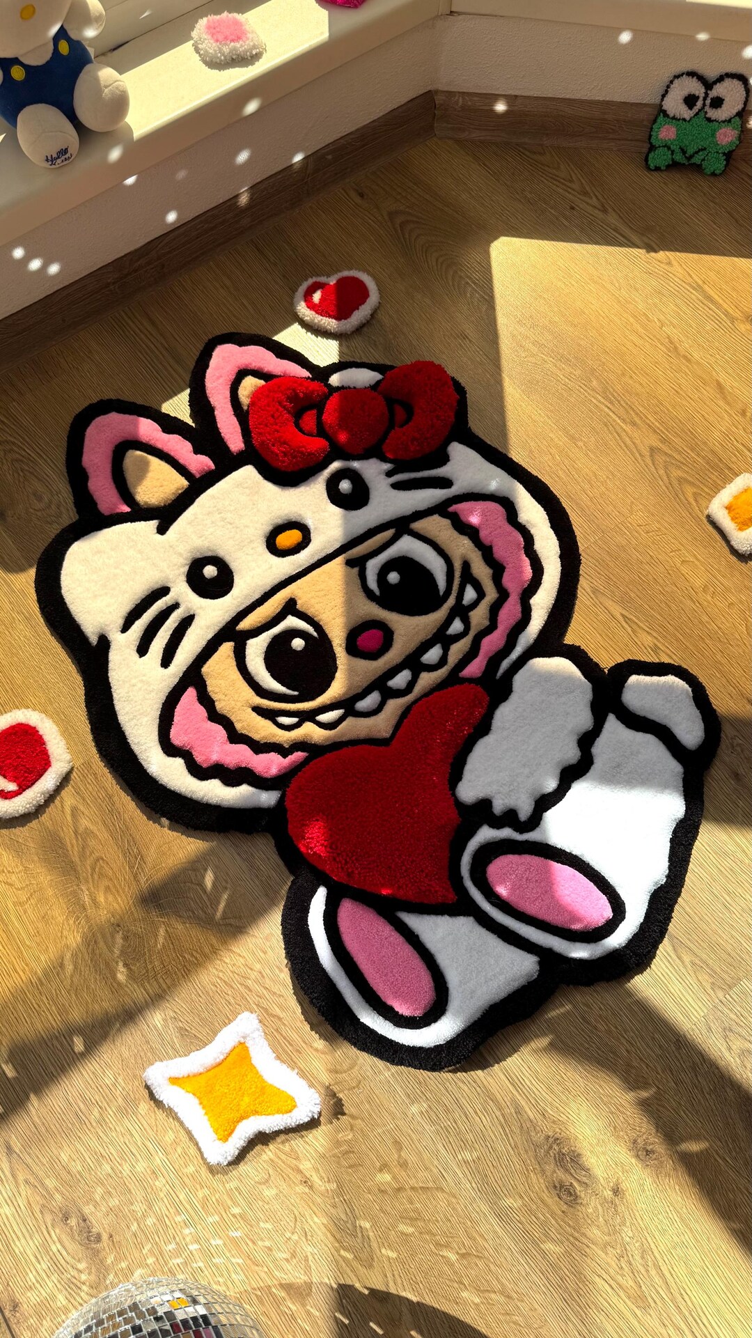 Pink X White Custom Rug – Cute Puffy 3D Tufted Carpet, Kawaii Handmade ...