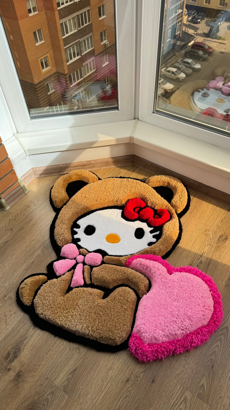 Custom 3D Puffy Hello Kitty Bear Tufting Rug Handmade - Etsy