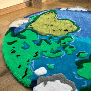 Planet Earth Handmade Tufting Rug - Etsy
